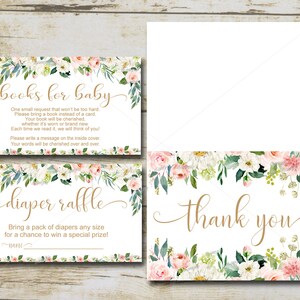 Floral Baby Shower Invitation Set, Editable Invite Template, Books for ...