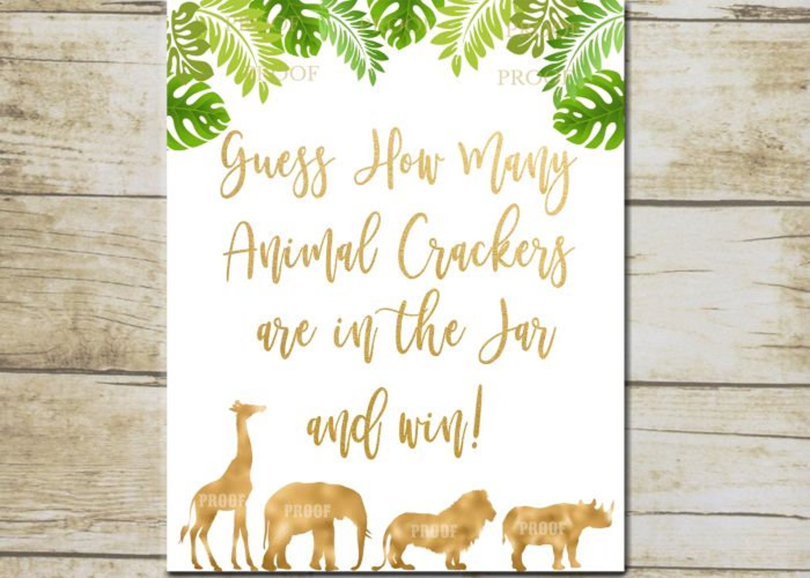 Safari Guess How Many Animals Baby Shower Game Animals in - Etsy