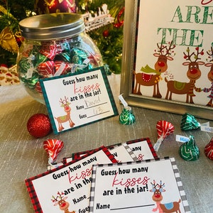 Christmas Game How Many Kisses Guessing Game, Reindeer Holiday Game ...