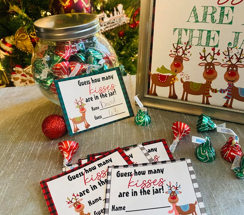 Christmas Game How Many Kisses Guessing Game, Reindeer Holiday Game ...