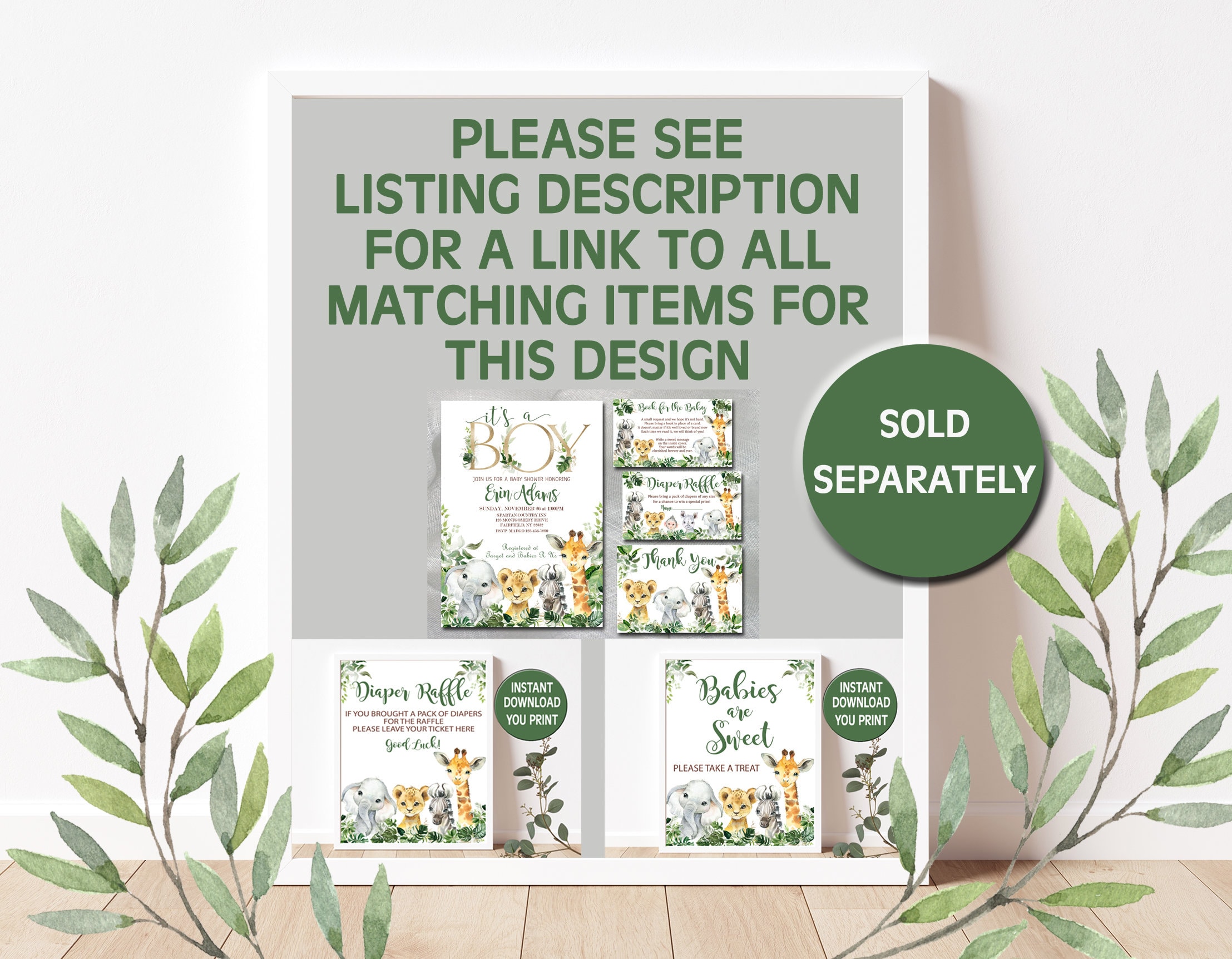 Safari Animals Cupcake Toppers Greenery Jungle Animal Labels | Etsy