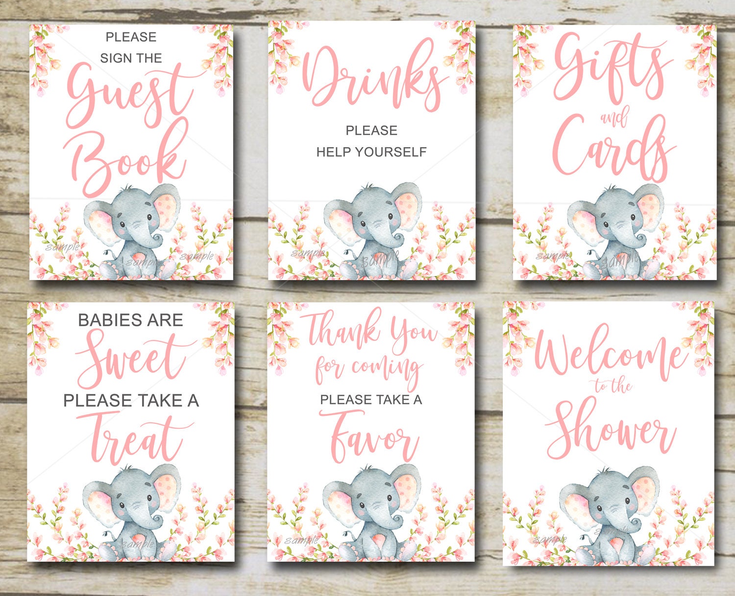 Baby Shower Table Signs Printable, 6 Signs, GIRL Pink Signs,baby ...