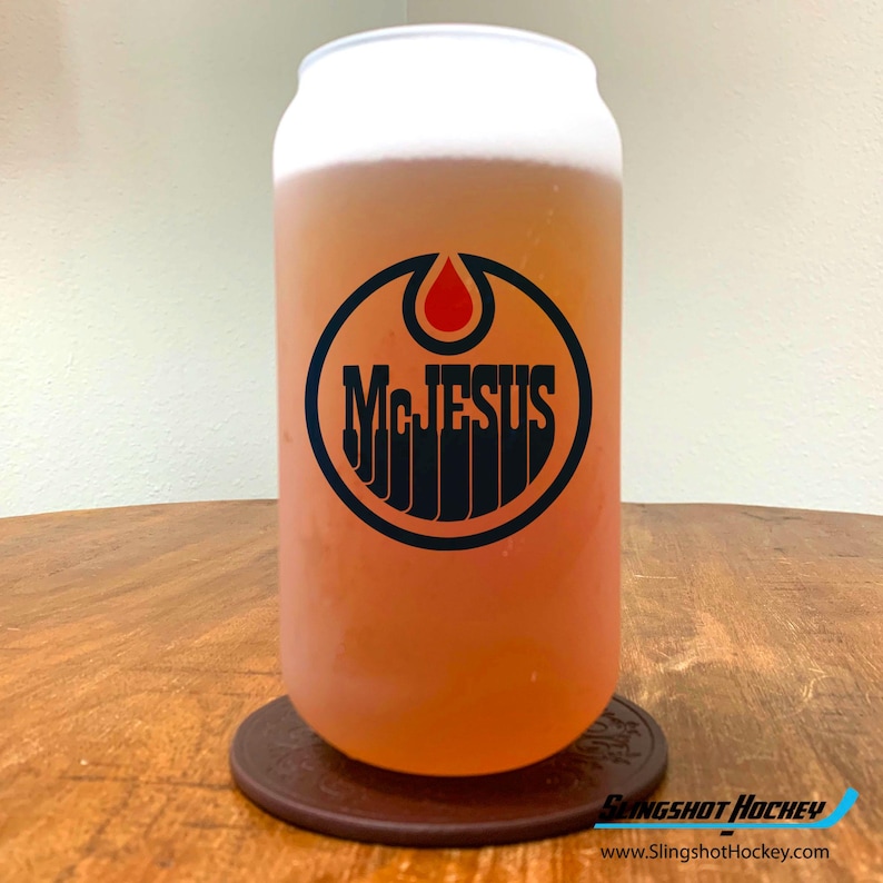 Mcjesus Frosted Beer Glass Mcjesus Hockey Beer Can Glass Mug - Etsy