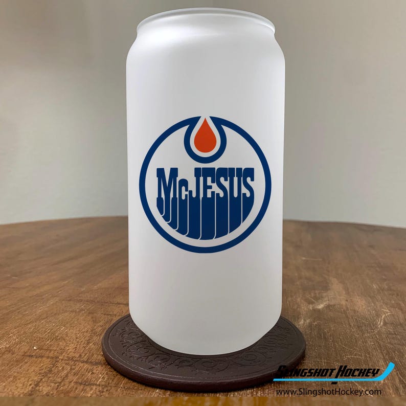 Mcjesus Frosted Beer Glass Mcjesus Hockey Beer Can Glass Mug - Etsy