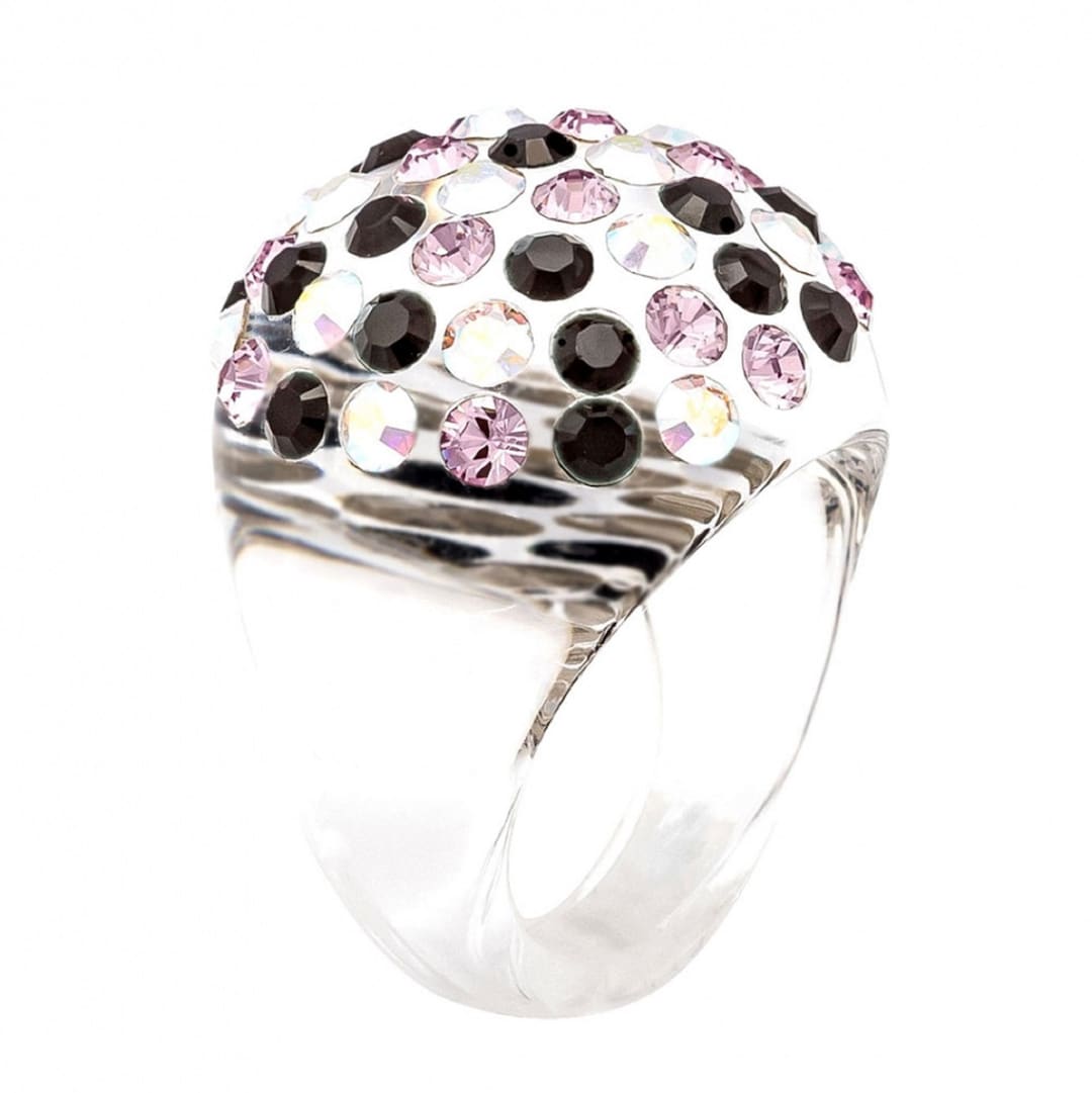 Handmade Lucite Dome Ring: Swarovski Crystals, Italian Design - Etsy
