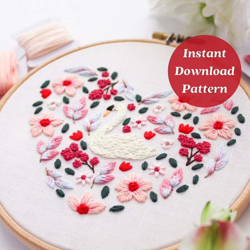 Swan Embroidery - Etsy