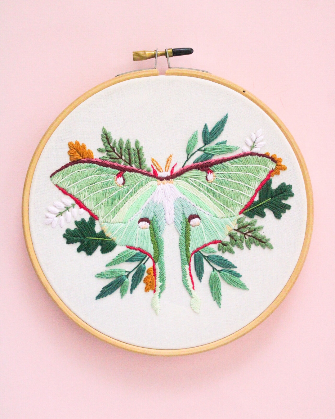 Finished Luna Moth Embroidery, Witchy Wall Art, Finished Embroidery ...