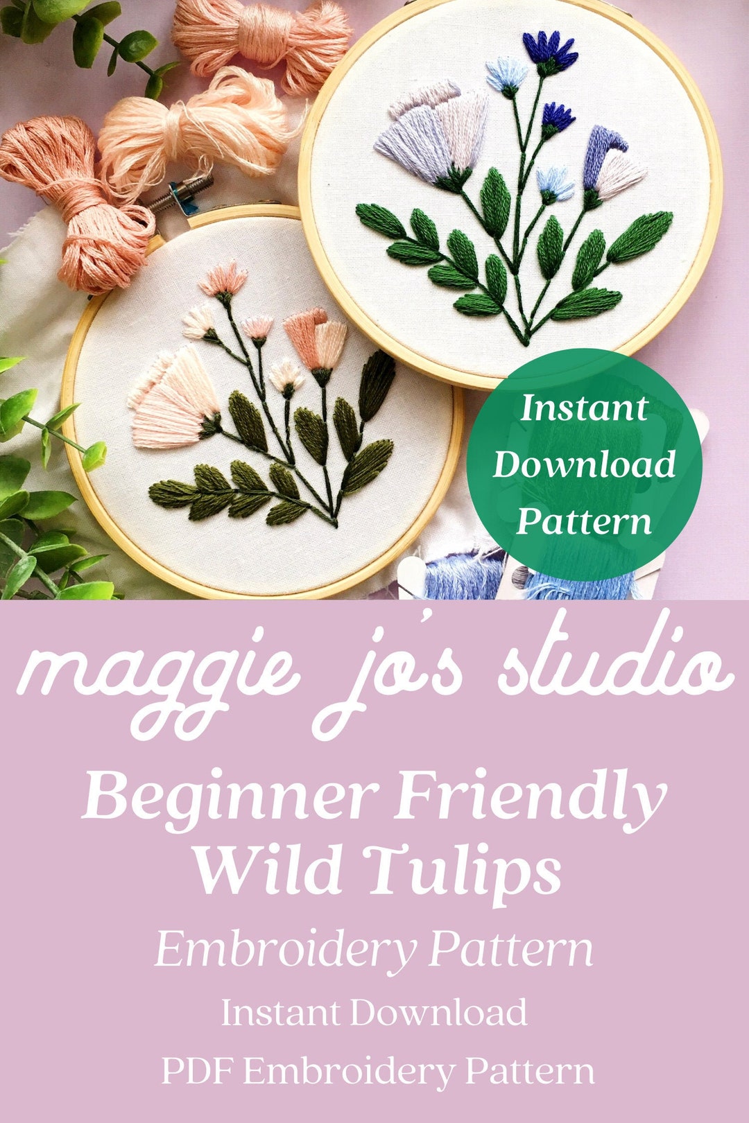 Tulip Embroidery Pattern, Embroidery PDF, Beginner Craft, Floral Design ...