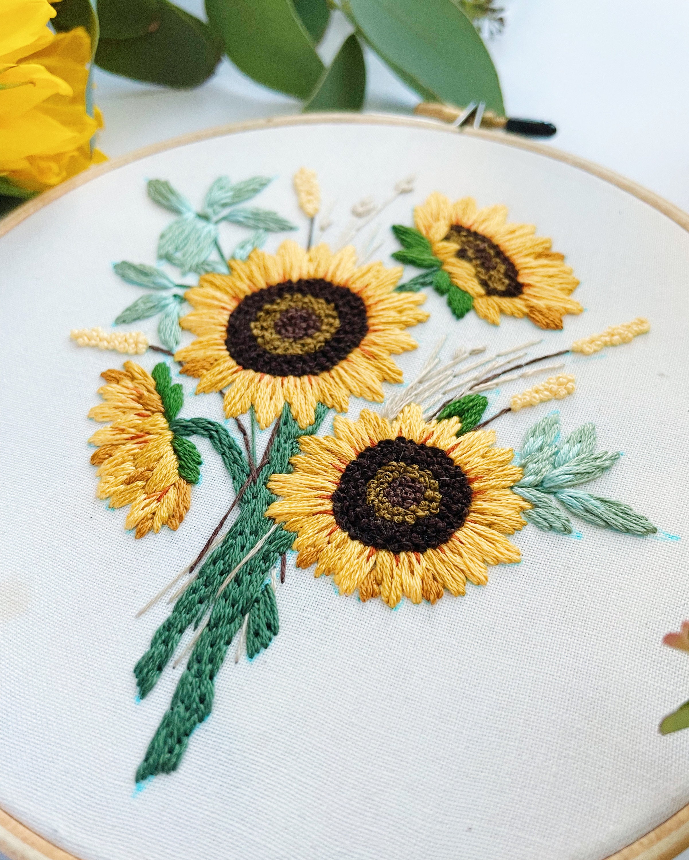Sunflower Hand Embroidery Pattern Instant Download PDF - Etsy