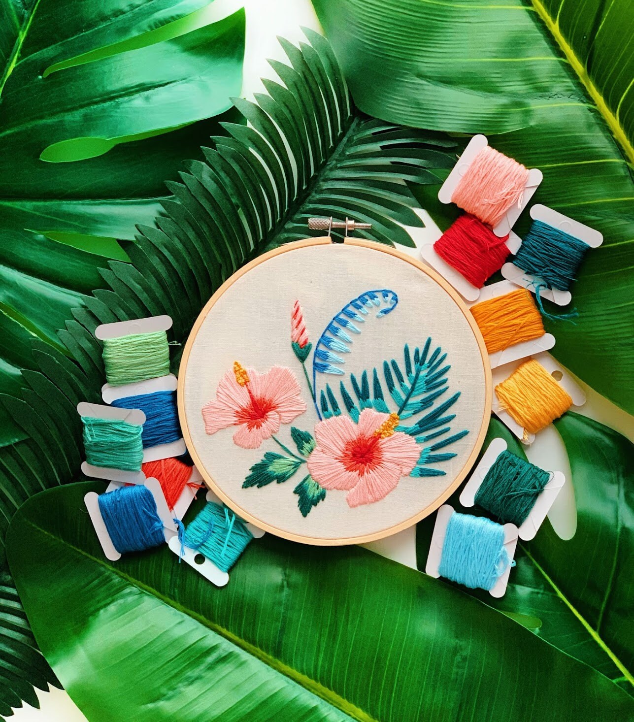 Hibiscus Embroidery Pattern Download Embroidery Tropical | Etsy