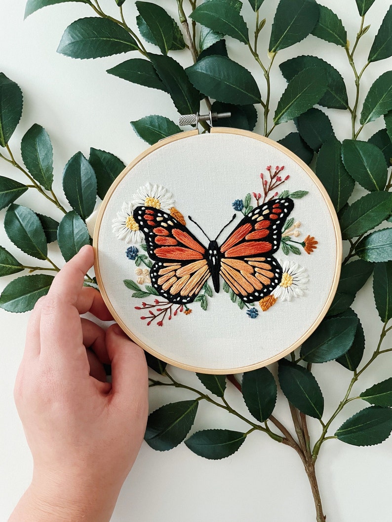 Monarch Embroidery Pattern Hand Embroidery Botanical - Etsy