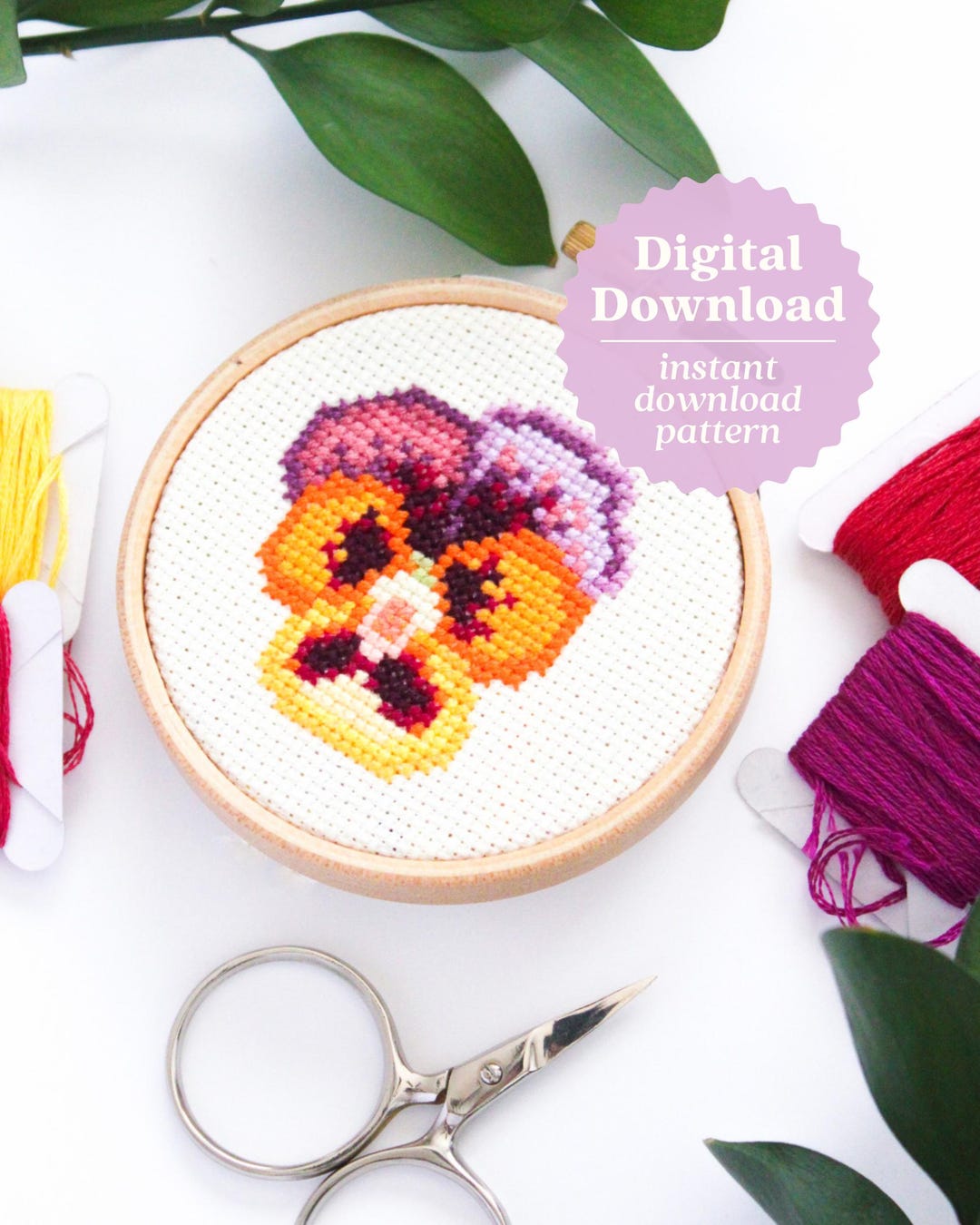 Pansy Cross Stitch Pattern, Pansies Cross Stitch, Summer Pattern ...