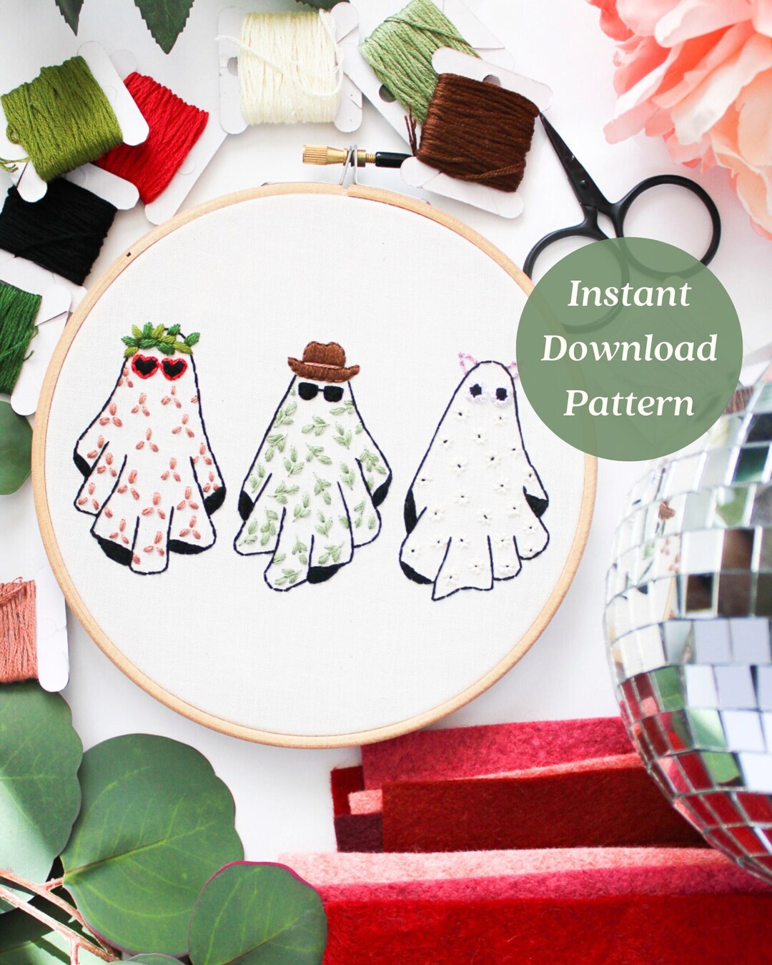 Ghost Embroidery Pattern, Ghost Hand Embroidery, Beginner Friendly ...