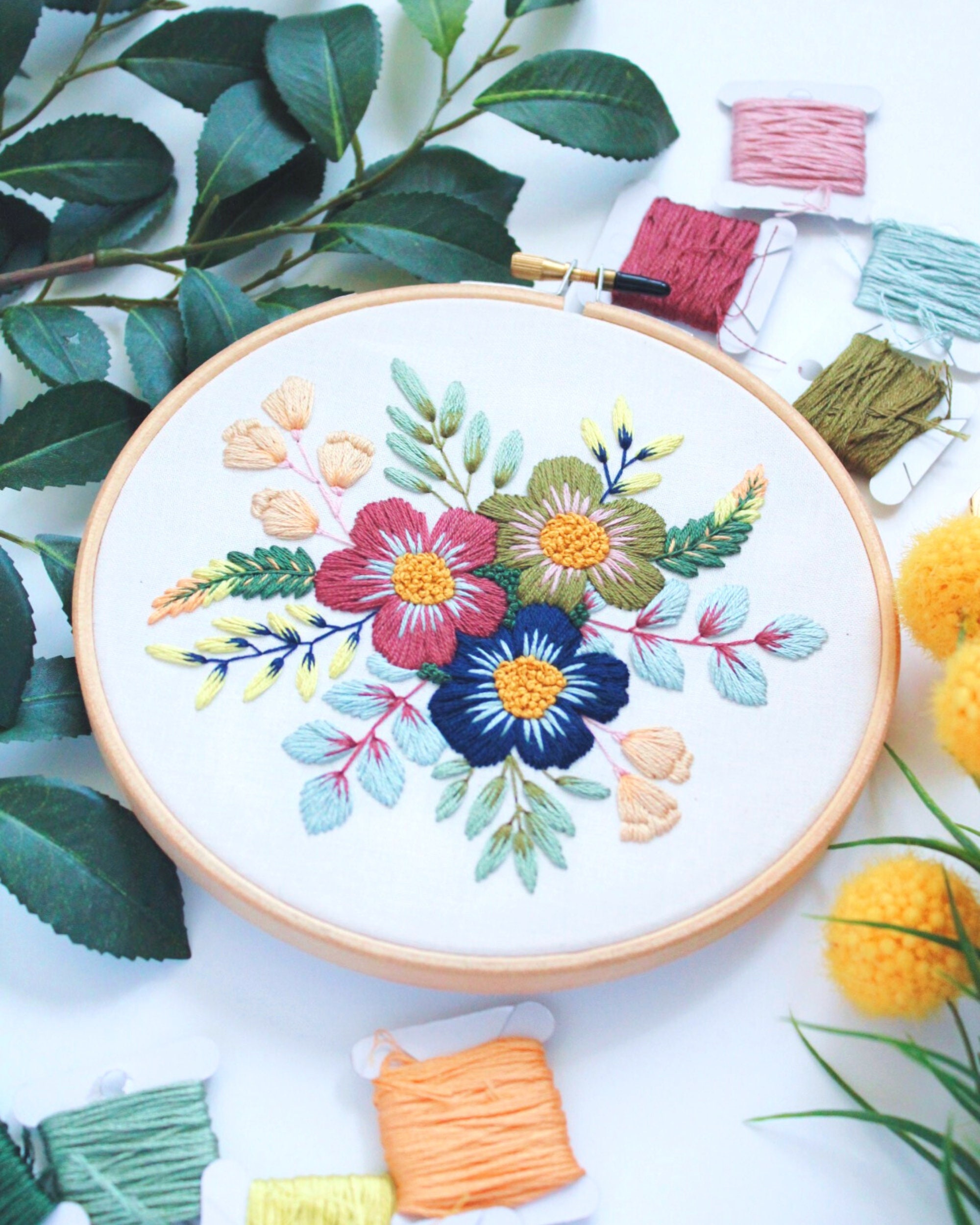 September Florals Embroidery Pattern, Printable Floral Embroidery, PDF ...