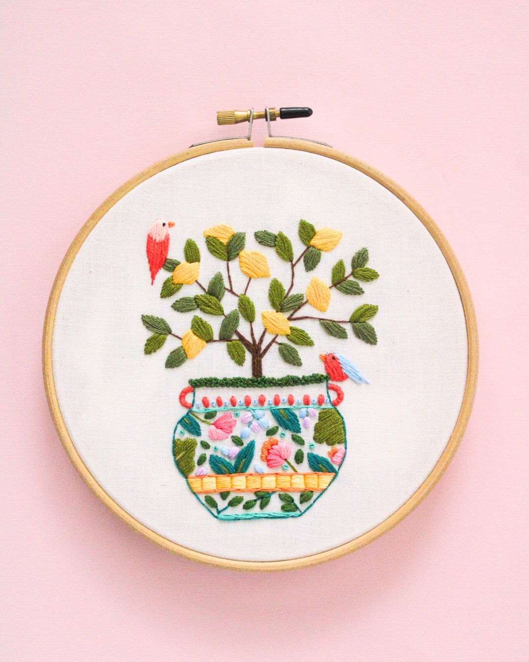Finished Potted Lemon Tree Embroidery - Etsy