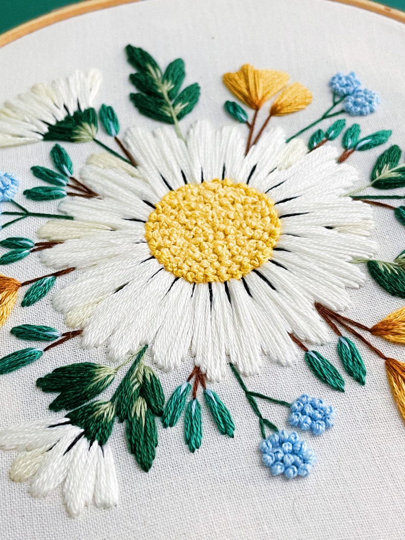 Daisy Embroidery Pattern Digital Download Embroidery - Etsy