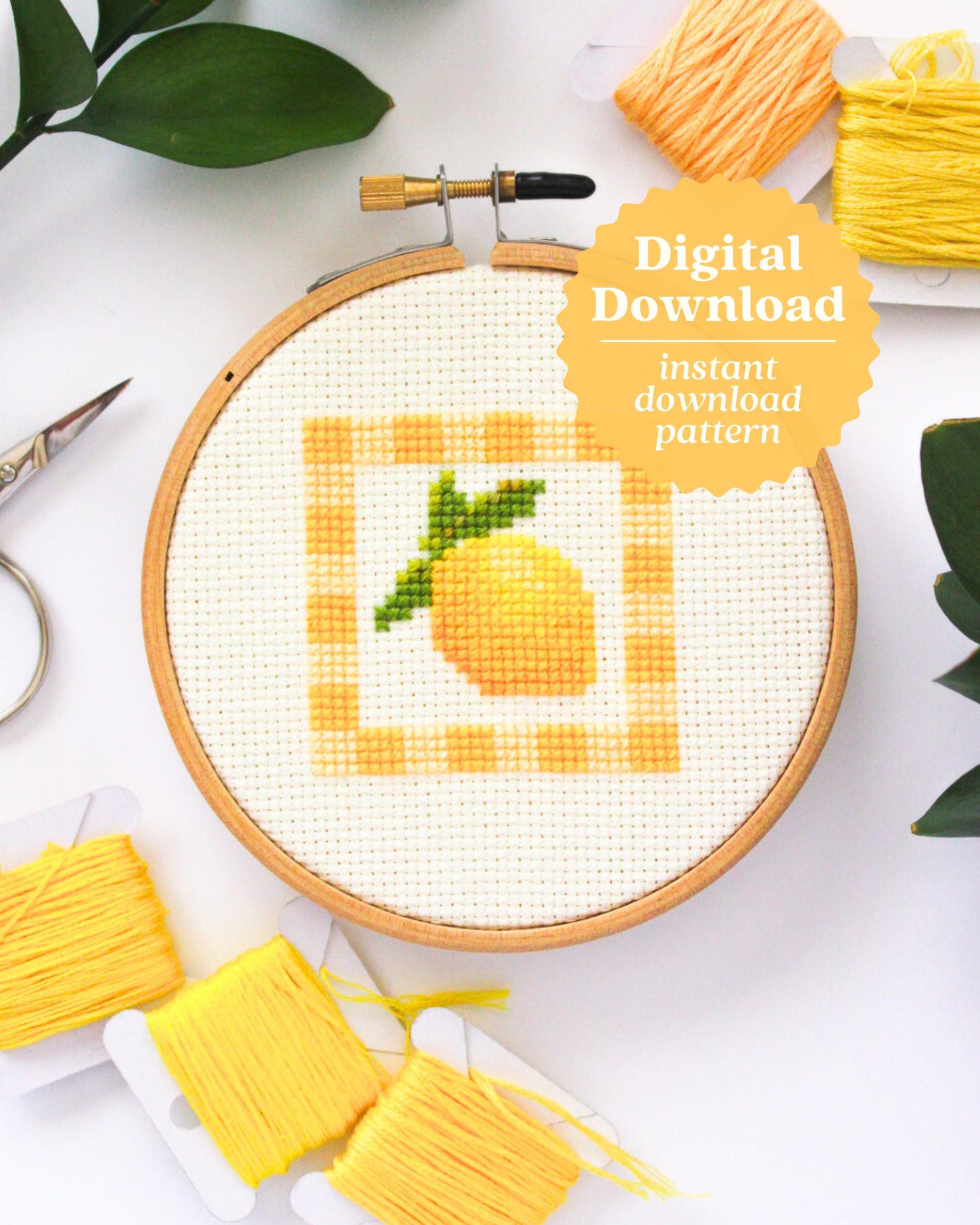 Lemon Cross Stitch Pattern, Beginner Friendly Cross Stitch, Kitchen Art ...