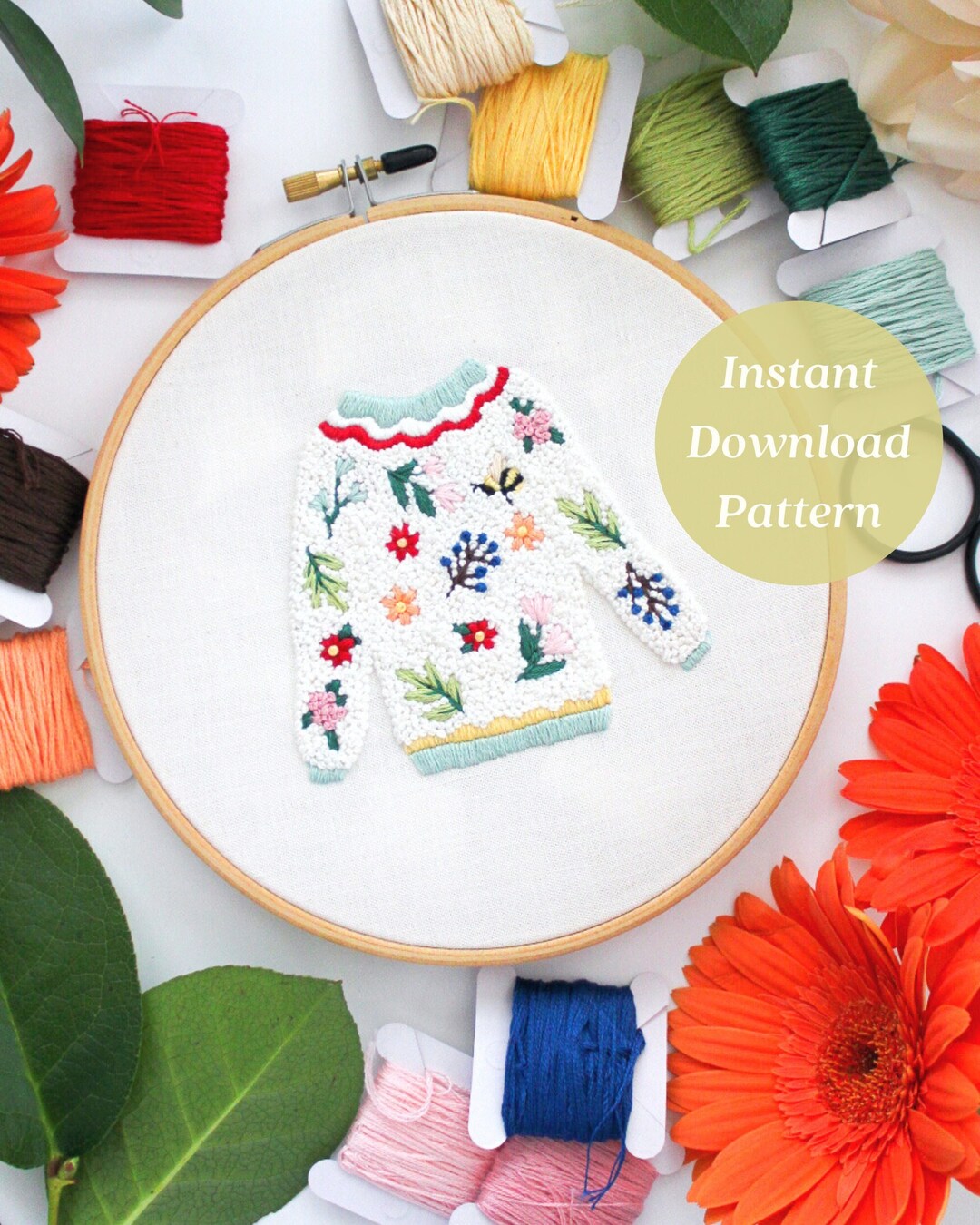 Secret Garden Sweater Embroidery Pattern, Summer Embroidery Project ...