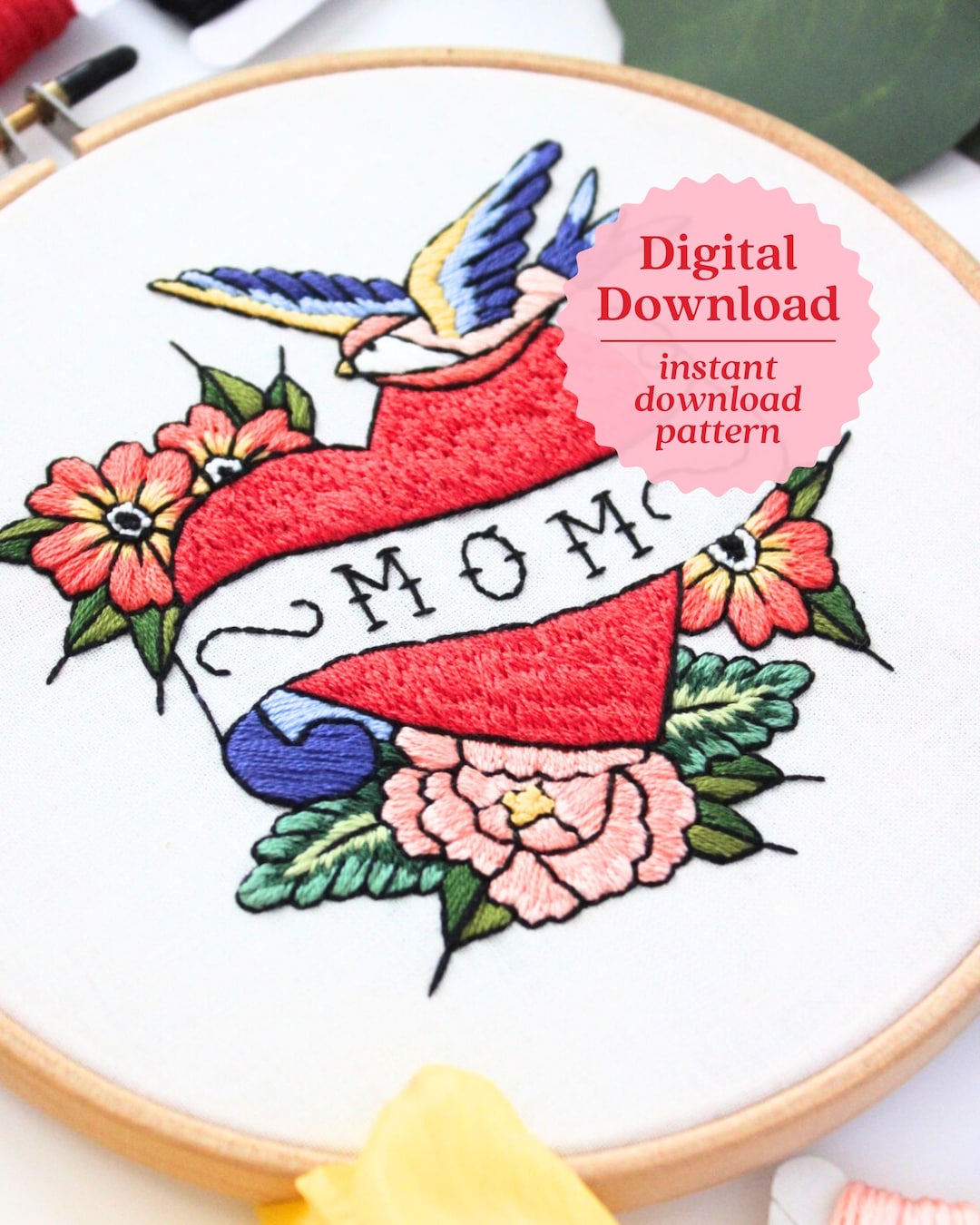 Mom Tattoo Embroidery Pattern, Mother's Day Embroidery Design, Mom ...