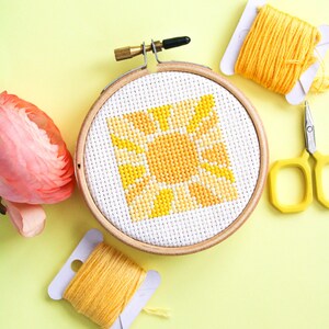 Mini Sunshine Cross Stitch Pattern, PDF Cross Stitch Download, Yellow ...