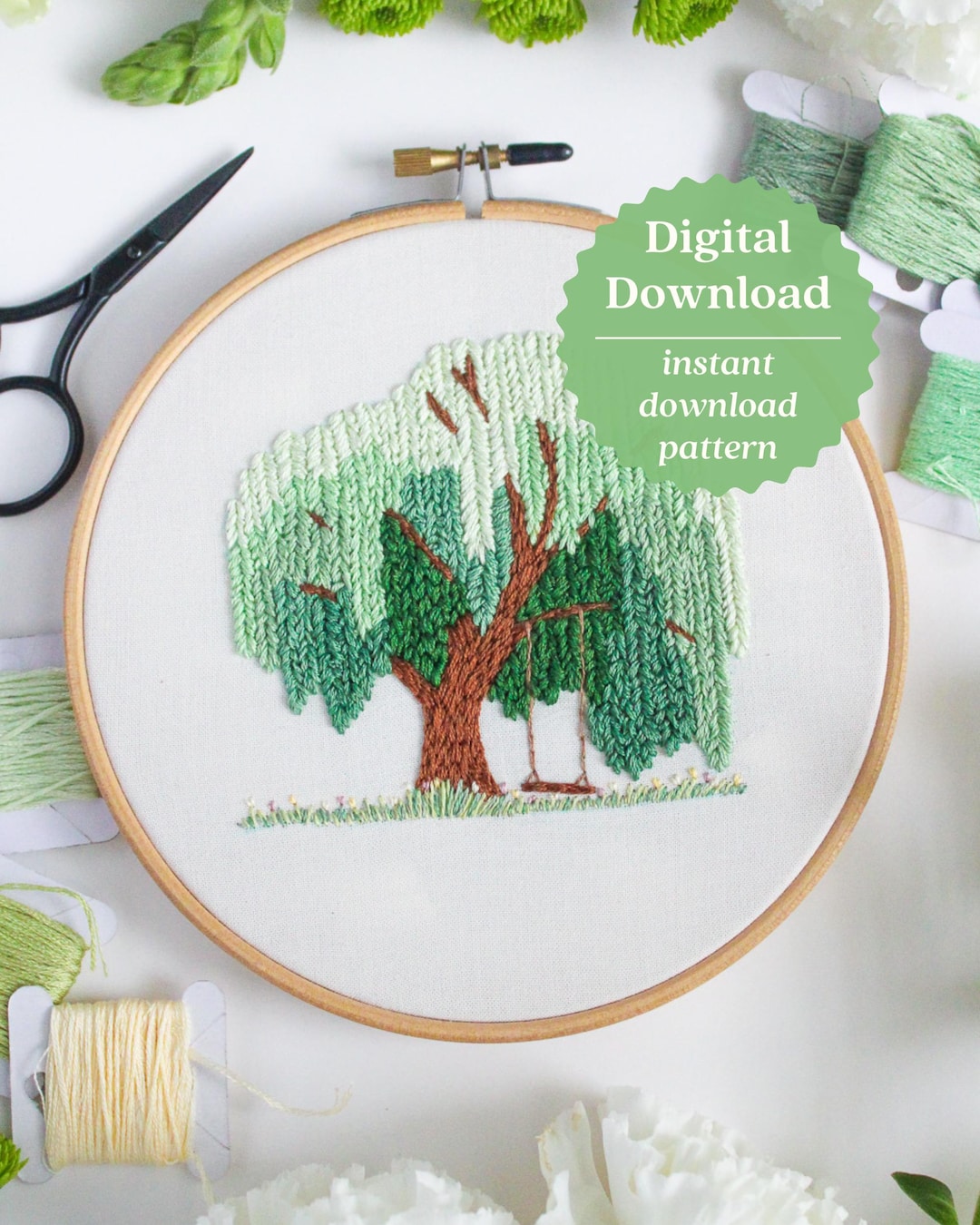 Willow Tree Embroidery Pattern, Garden Embroidery, Handmade Pattern ...