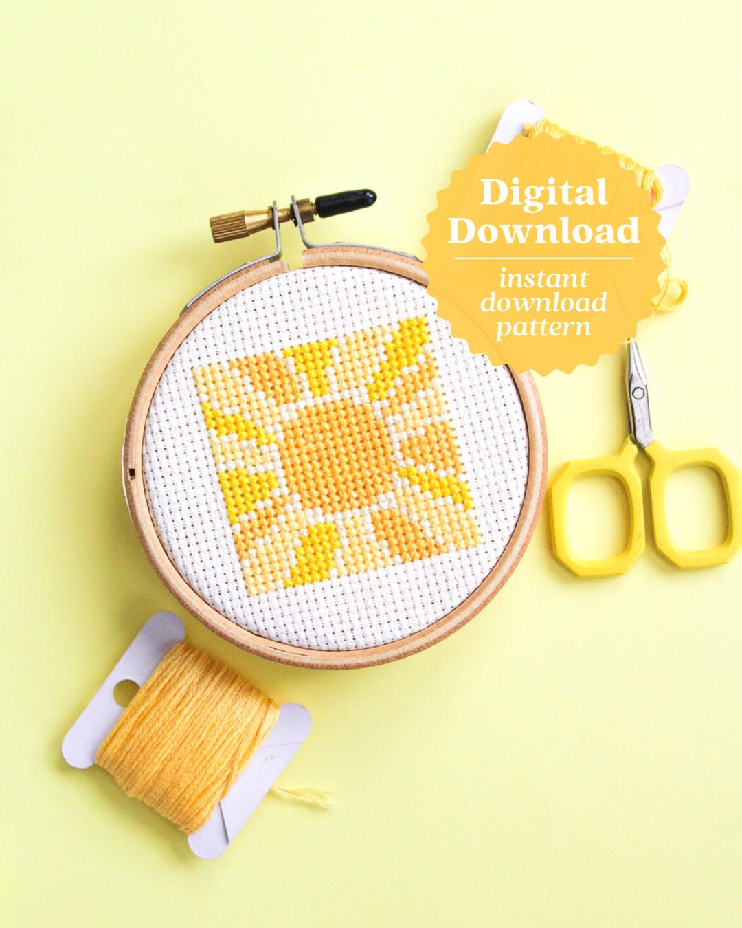 Mini Sunshine Cross Stitch Pattern, PDF Cross Stitch Download, Yellow ...