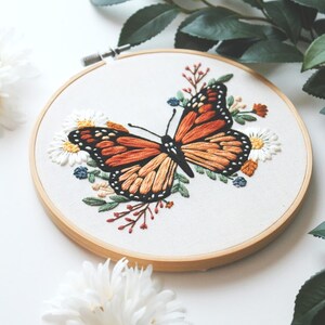 Monarch Embroidery Pattern, Hand Embroidery, Botanical Embroidery ...