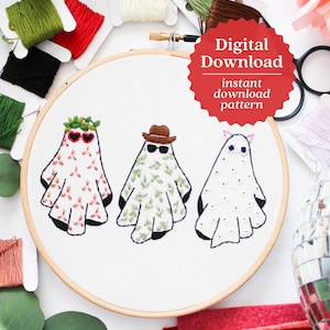 Ghost Embroidery Pattern, Ghost Hand Embroidery, Beginner Friendly ...