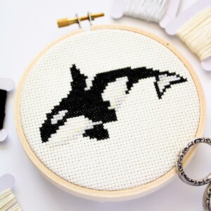 Orca Cross Stitch Pattern, Mini X Stitch, Ocean Cross Stitch, Sea Craft ...