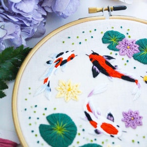 Koi Fish Embroidery Pattern, PDF Download Hand Embroidery, Summer Craft ...