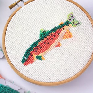Rainbow Trout Cross Stitch Pattern, Fish Craft, Trout Pattern, Outdoor ...