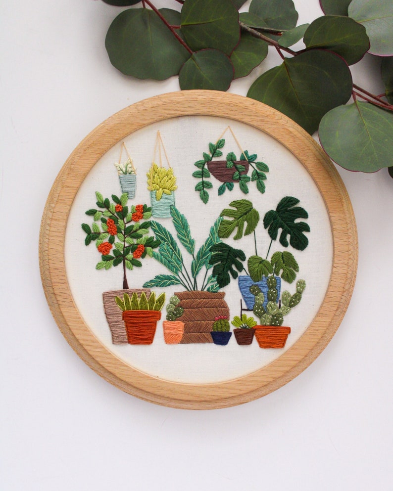 Finished House Plants Embroidery, Hand Embroidered Artwork, Gallery ...