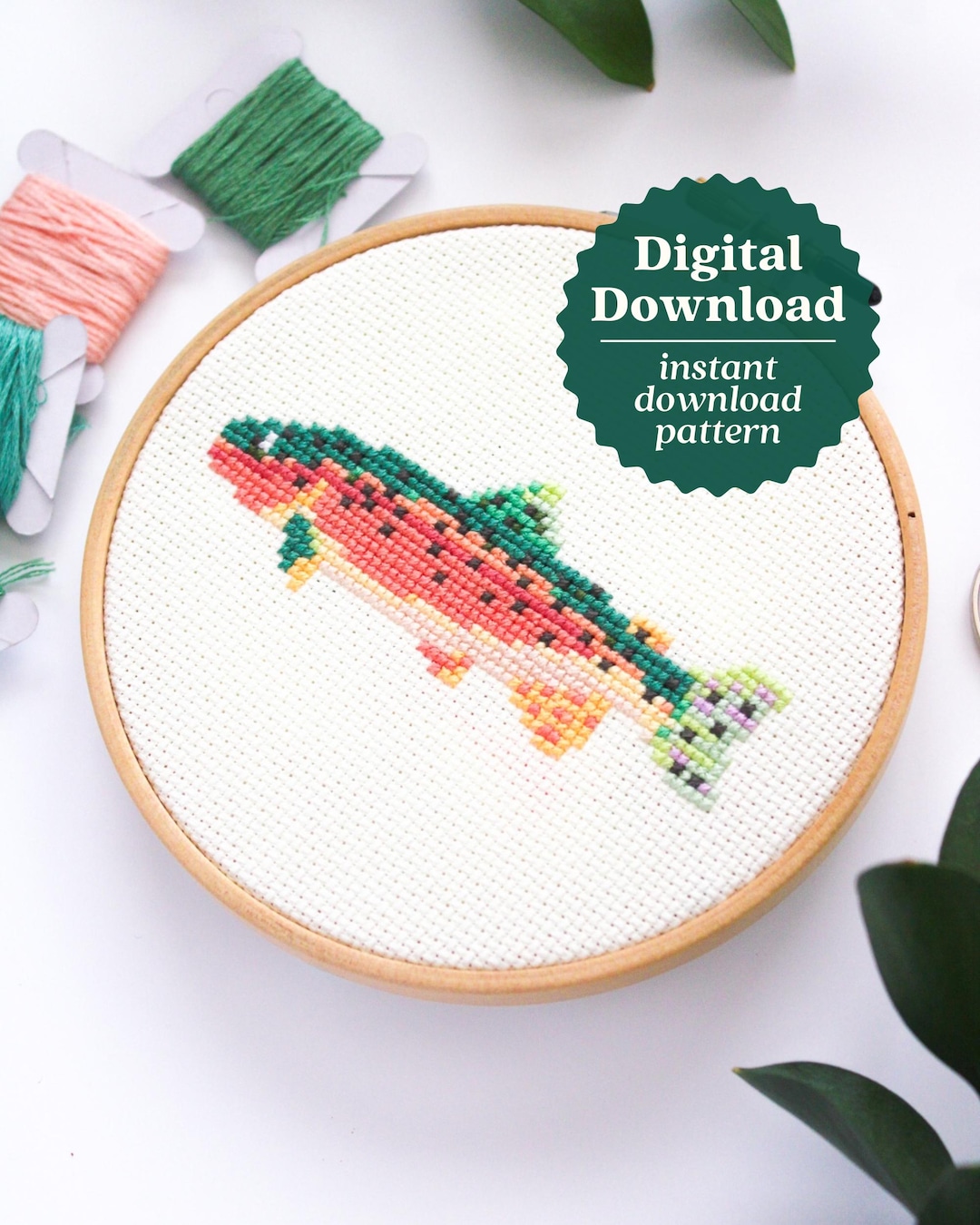 Rainbow Trout Cross Stitch Pattern, Fish Craft, Trout Pattern, Outdoor ...