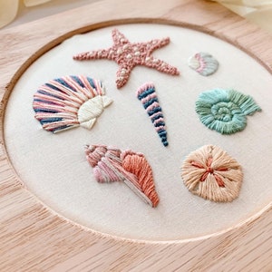 Seashell Embroidery Pattern, Intermediate Tutorial, Beach Hand ...