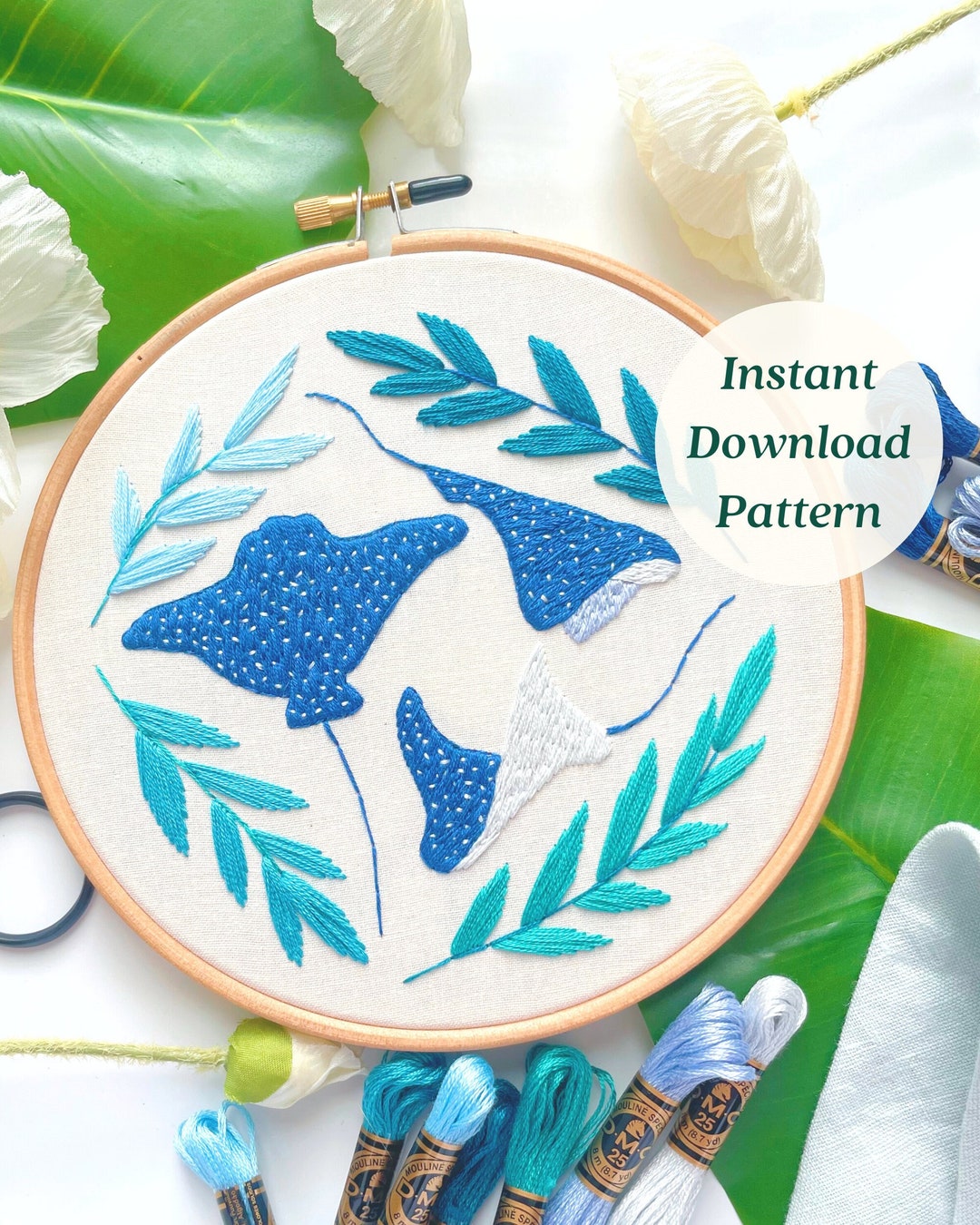 Eagle Ray Embroidery Pattern, Ocean Embroidery, Sting Ray Embroidery ...