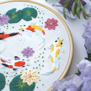 Koi Fish Embroidery Pattern, PDF Download Hand Embroidery, Summer Craft ...