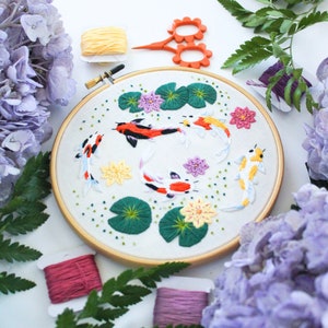 Koi Fish Embroidery Pattern, PDF Download Hand Embroidery, Summer Craft ...