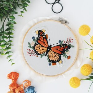 Monarch Embroidery Pattern Hand Embroidery Botanical - Etsy