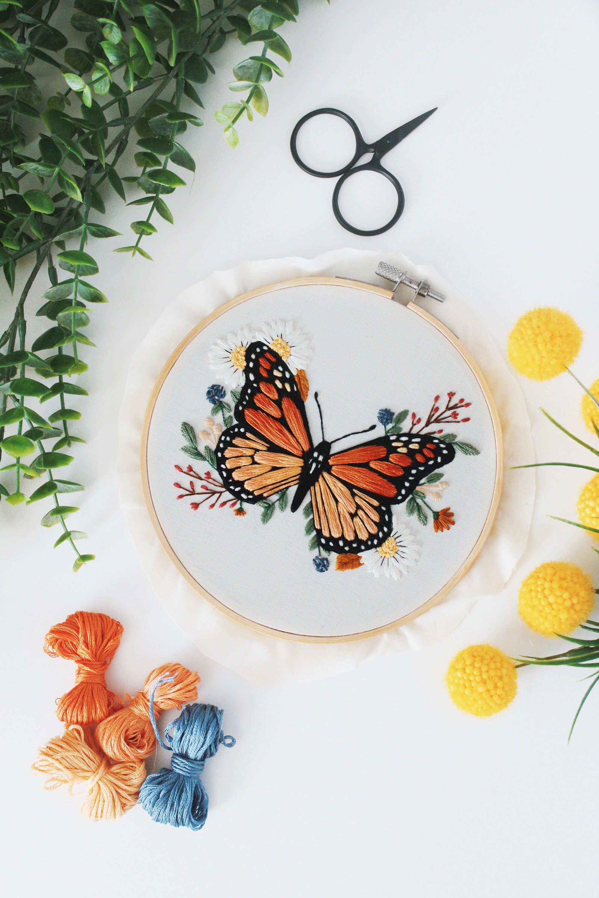 Monarch Embroidery Pattern Hand Embroidery Botanical - Etsy UK