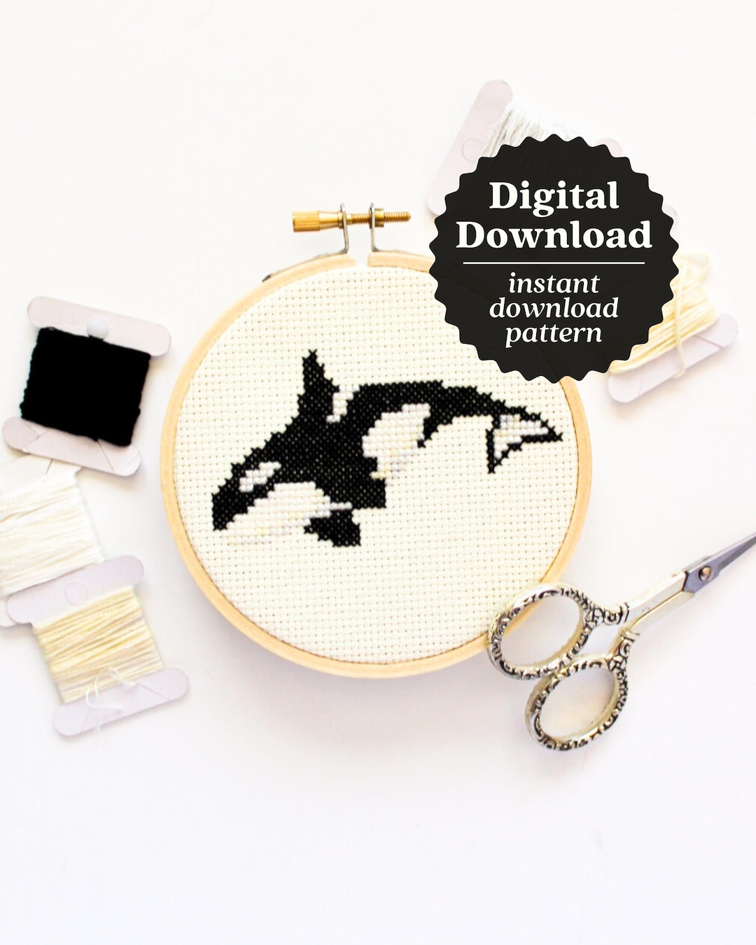 Orca Cross Stitch Pattern, Mini X Stitch, Ocean Cross Stitch, Sea Craft ...