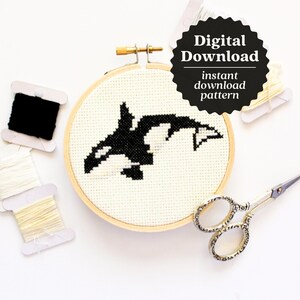 Orca Cross Stitch Pattern, Mini X Stitch, Ocean Cross Stitch, Sea Craft ...