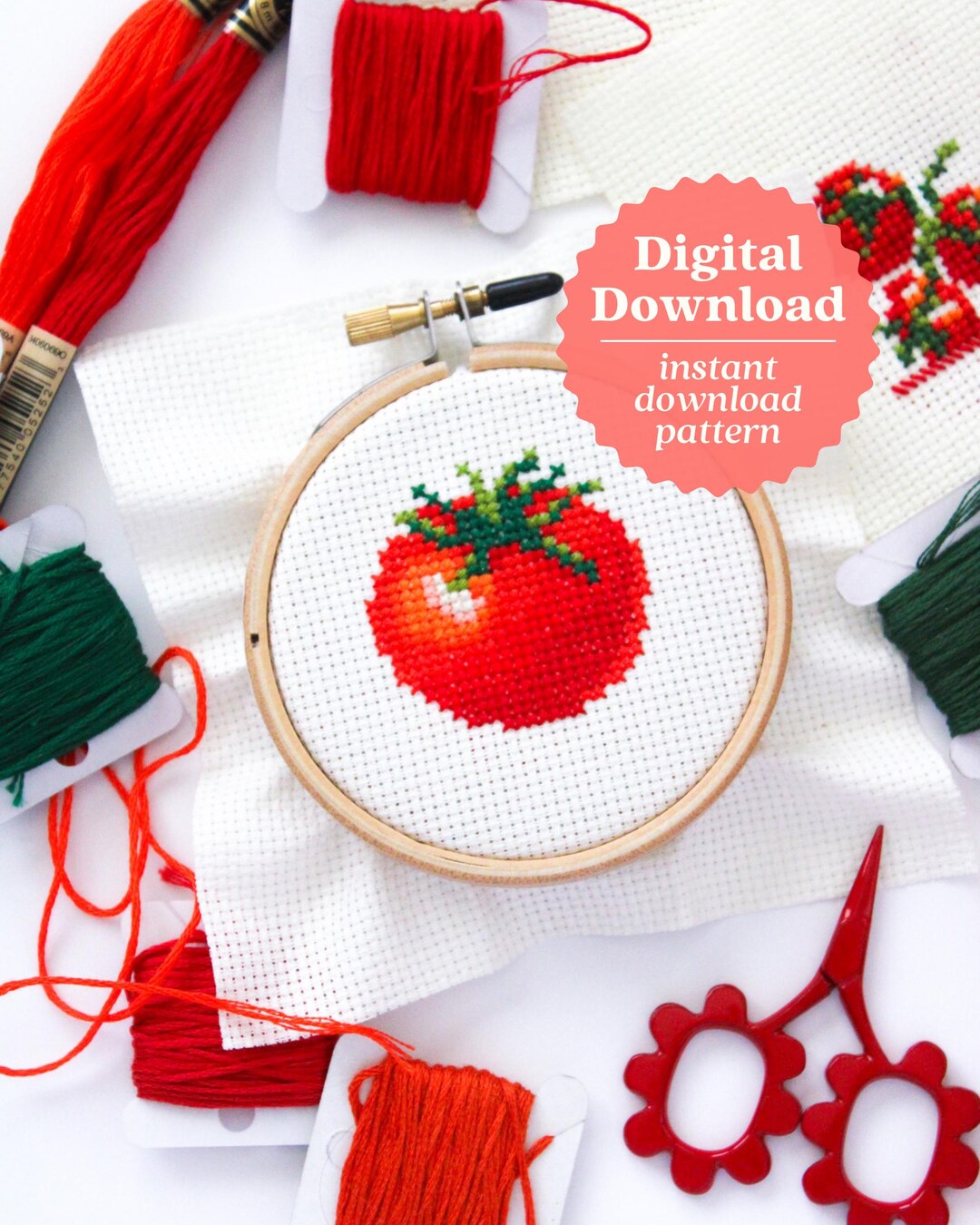 Tomato Cross Stitch Pattern, Tomato Lover Gift, Kitchen Craft, Chef ...