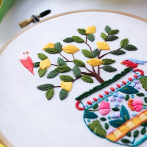 Potted Lemon Tree Embroidery Pattern, Bird Embroidery, Beginner ...