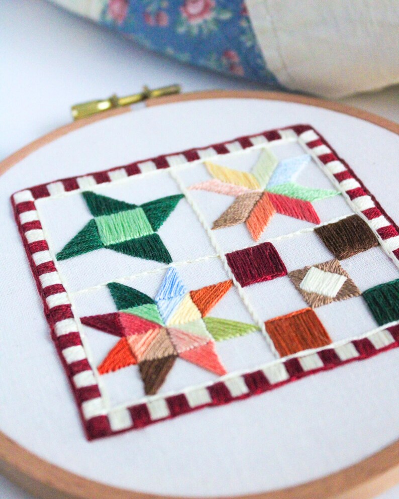 Quilt Embroidery Pattern, Printable Tutorial, Hand Embroidery Pattern ...