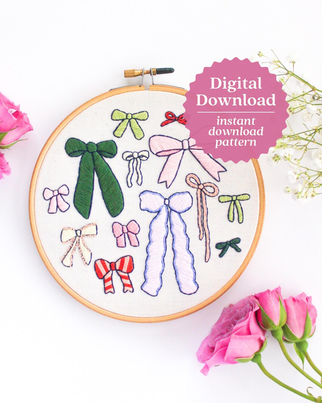Ribbons & Bows Embroidery Pattern, PDF Hand Embroidery, Ribbon Crafts ...