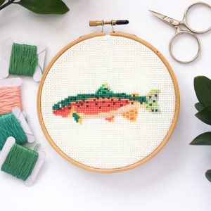 Rainbow Trout Cross Stitch Pattern, Fish Craft, Trout Pattern, Outdoor ...