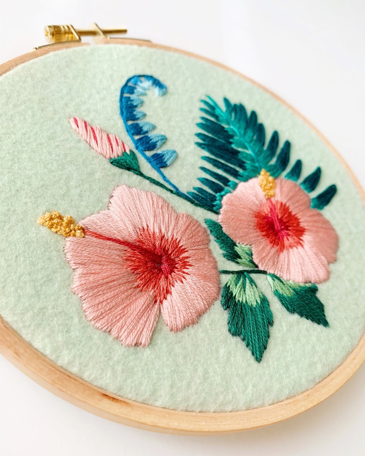 Hibiscus Embroidery Pattern Download Embroidery Tropical | Etsy