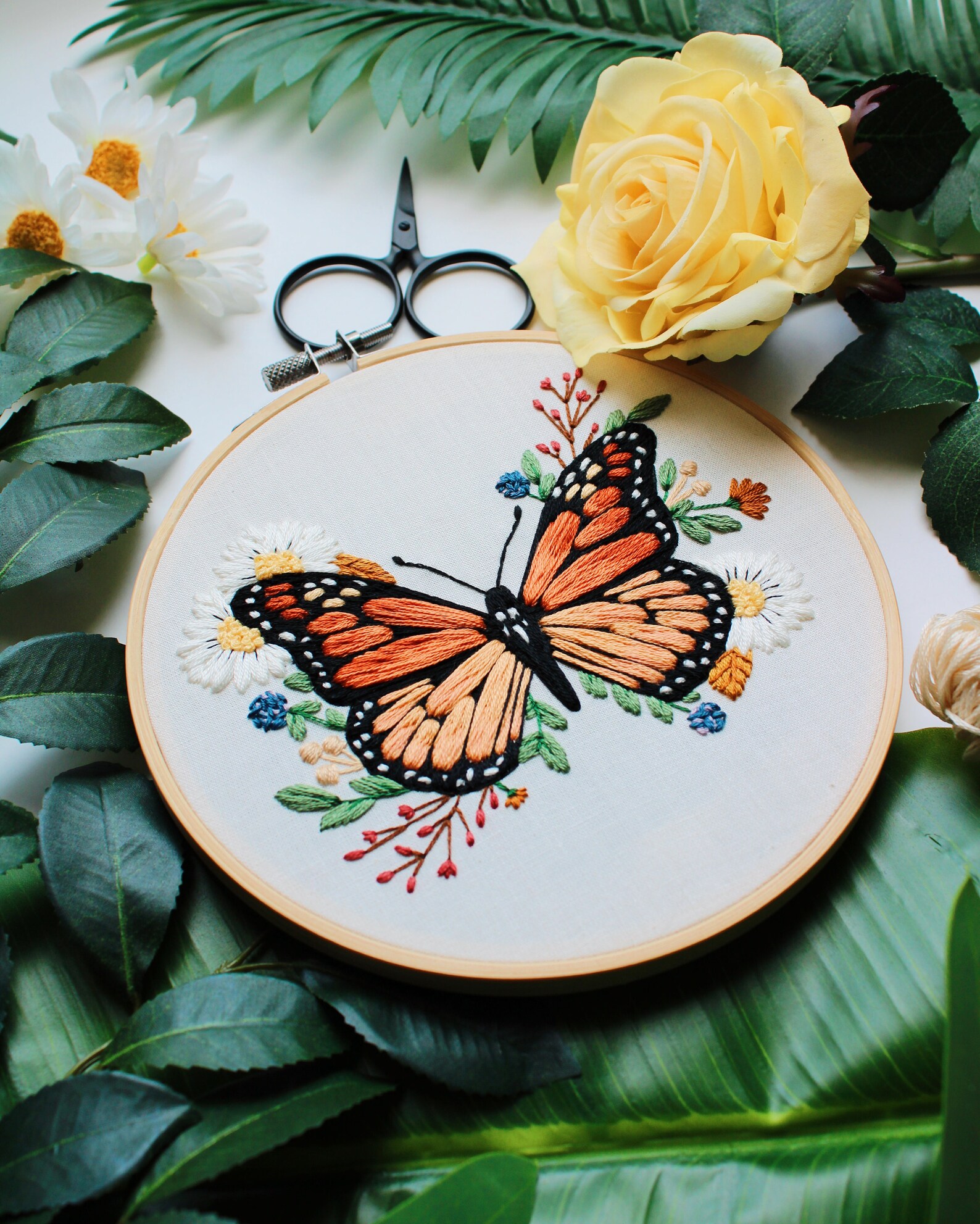 Monarch Embroidery Pattern Hand Embroidery Botanical - Etsy