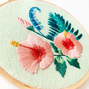Hibiscus Embroidery Pattern, Hand Embroidery Tutorial, Tropical Art ...