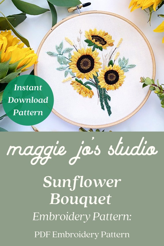 Sunflower Hand Embroidery Pattern Instant Download PDF | Etsy